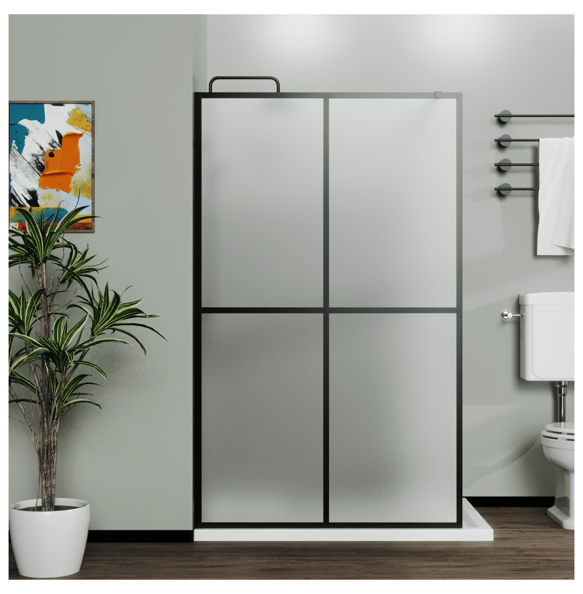 Shower Screen Door 34x72 Inch, Frost Tempered Glass Walk-in Wetroom ...