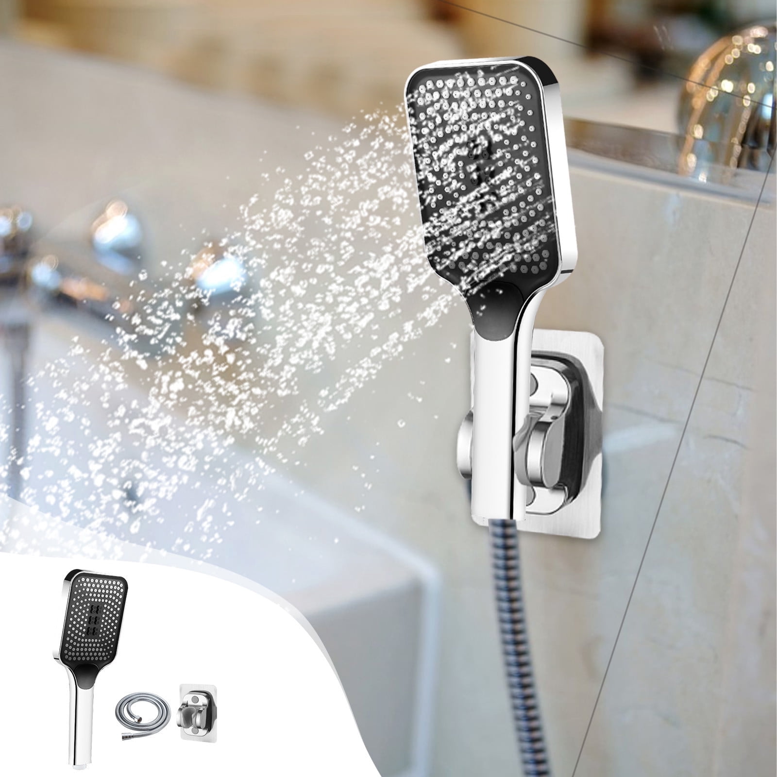 Shower Set Of Three High-Pressure Handheld Showerhead, 4 Spray Modes ...