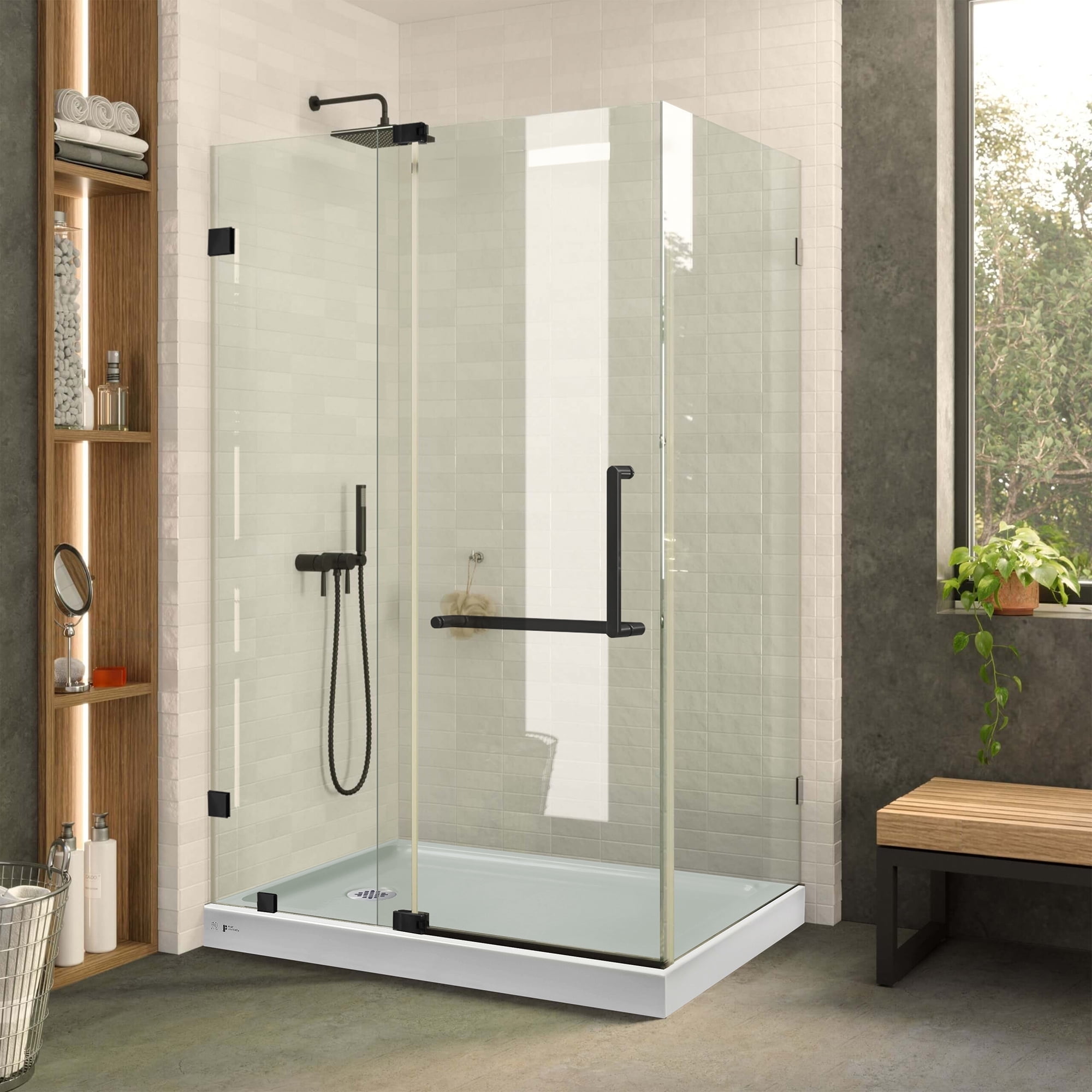 Shower Set for 40" x 28" Space - Double Threshold Acrylic Shower Base ...