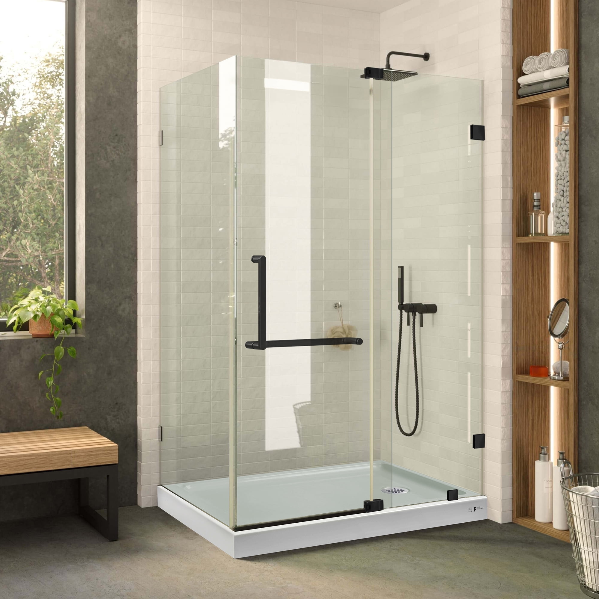 Shower Set for 40" x 28" Space - Double Threshold Acrylic Shower Base ...