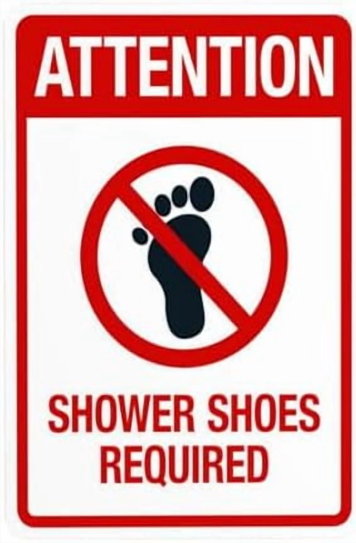 Shower Shoes Required Warning Sign, Pool Rules Metal Signs for Business ...