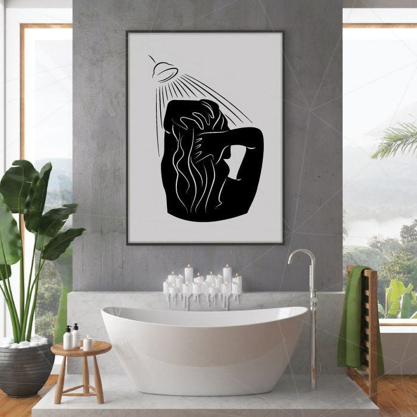 Shower Silhouette Bathroom Wall Sticker Decor Toilet Vinyl Wall Art ...