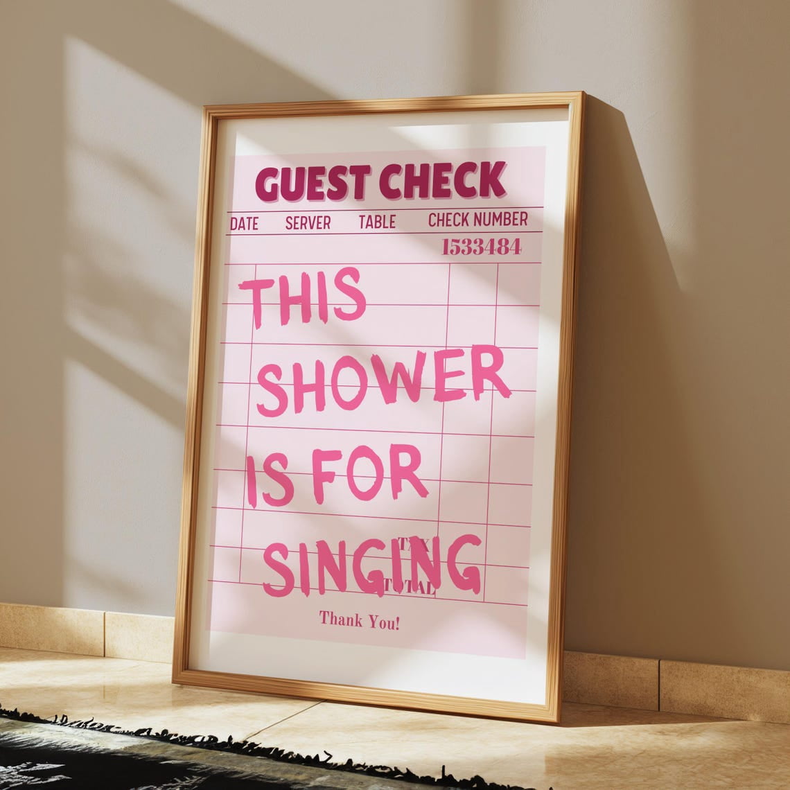 This Shower Is For Singing Bathroom Wall Art Pink Guest Check Print ...