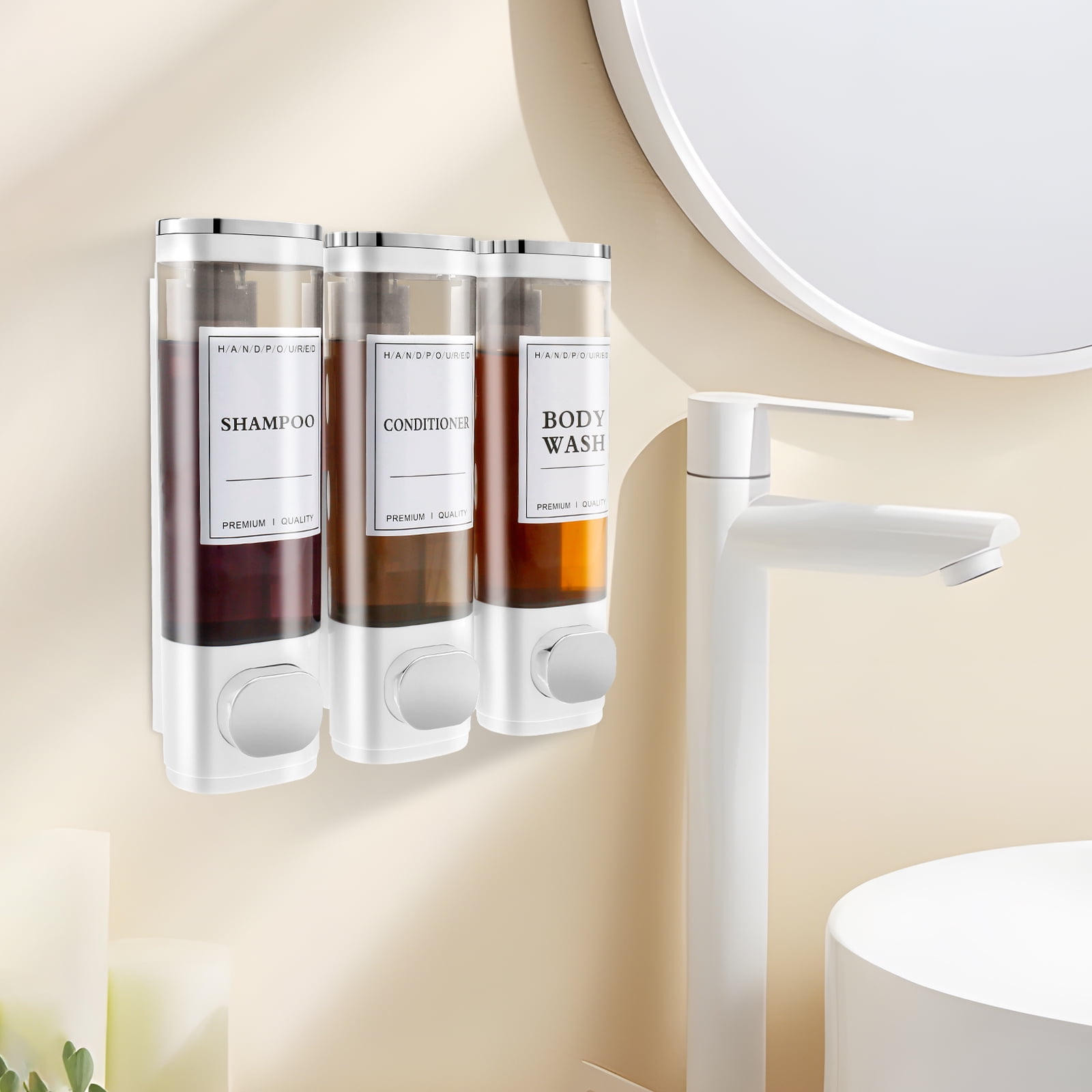 Shower Soap Dispenser No Drill Shampoo and Conditioner Dispenser Large ...