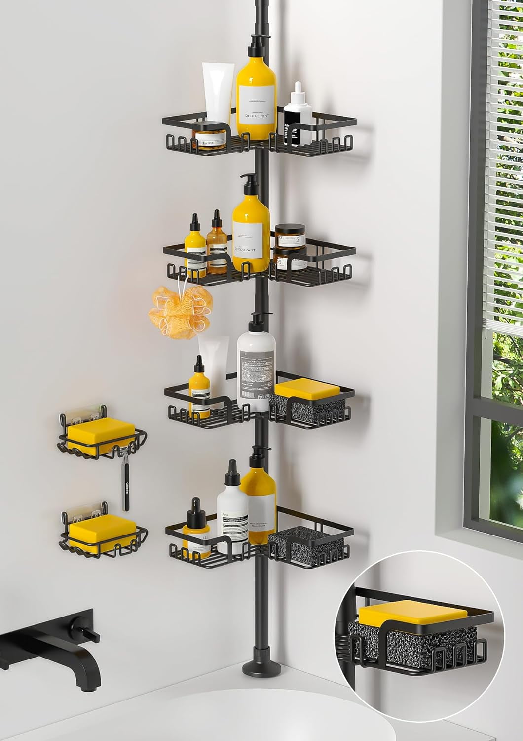 Shower Soap Holder and Corner Shower Caddy Tension Pole, Hanging or ...