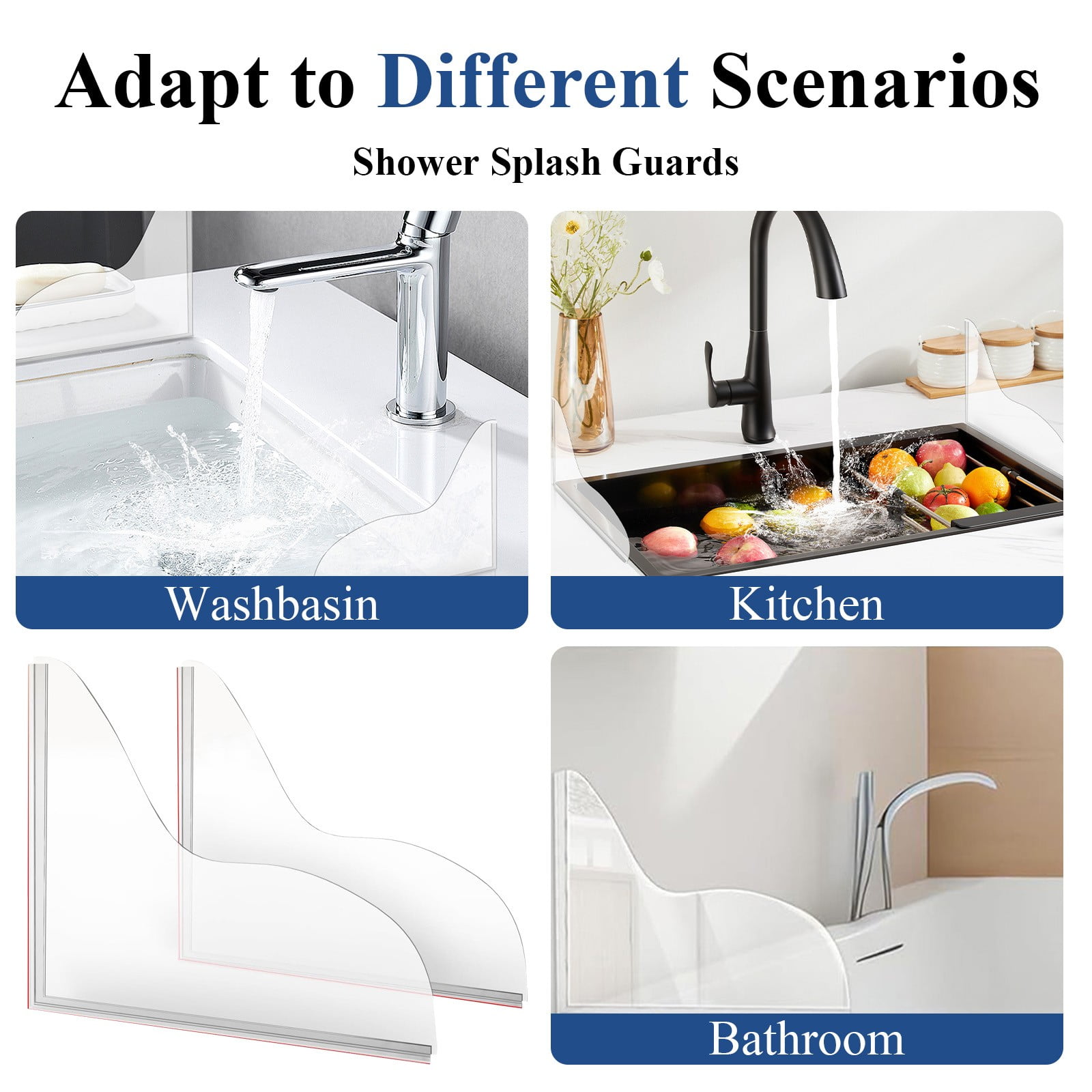 Shower Splash Guard Kit, Large Splash Guards for Bathtub Waterproof ...