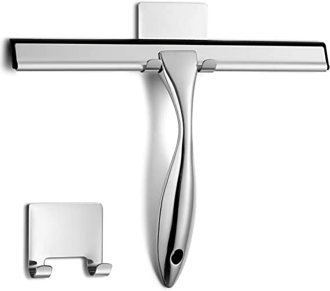 Shower Squeegee, 12-Inch Silver Squeegee, All-Purpose Stainless Steel ...