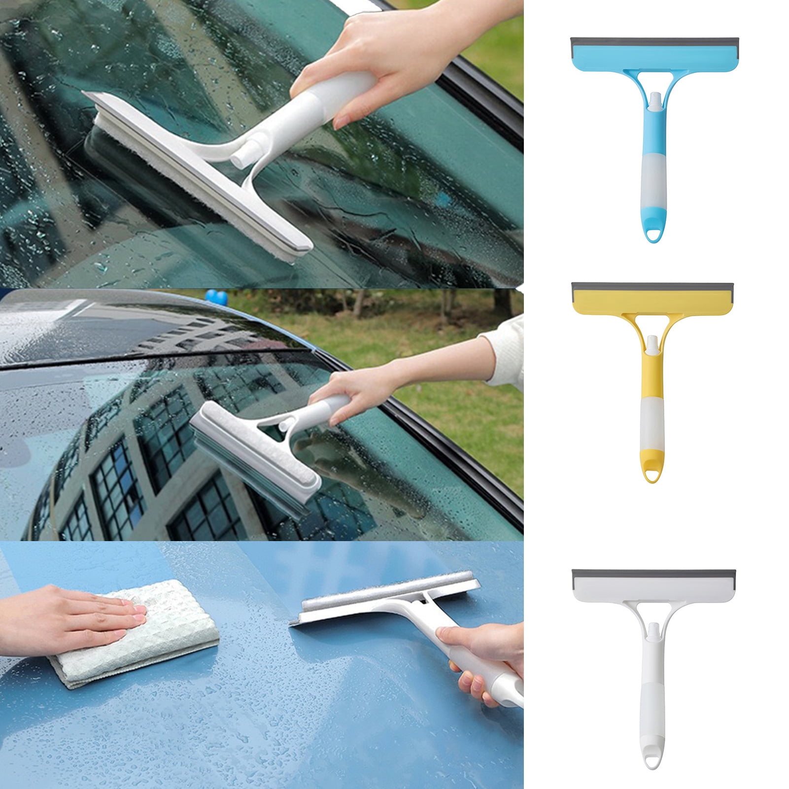 Shower Squeegee for Glass Door, 3-in-1 Glass Cleaner Spray Wipe Scraper ...