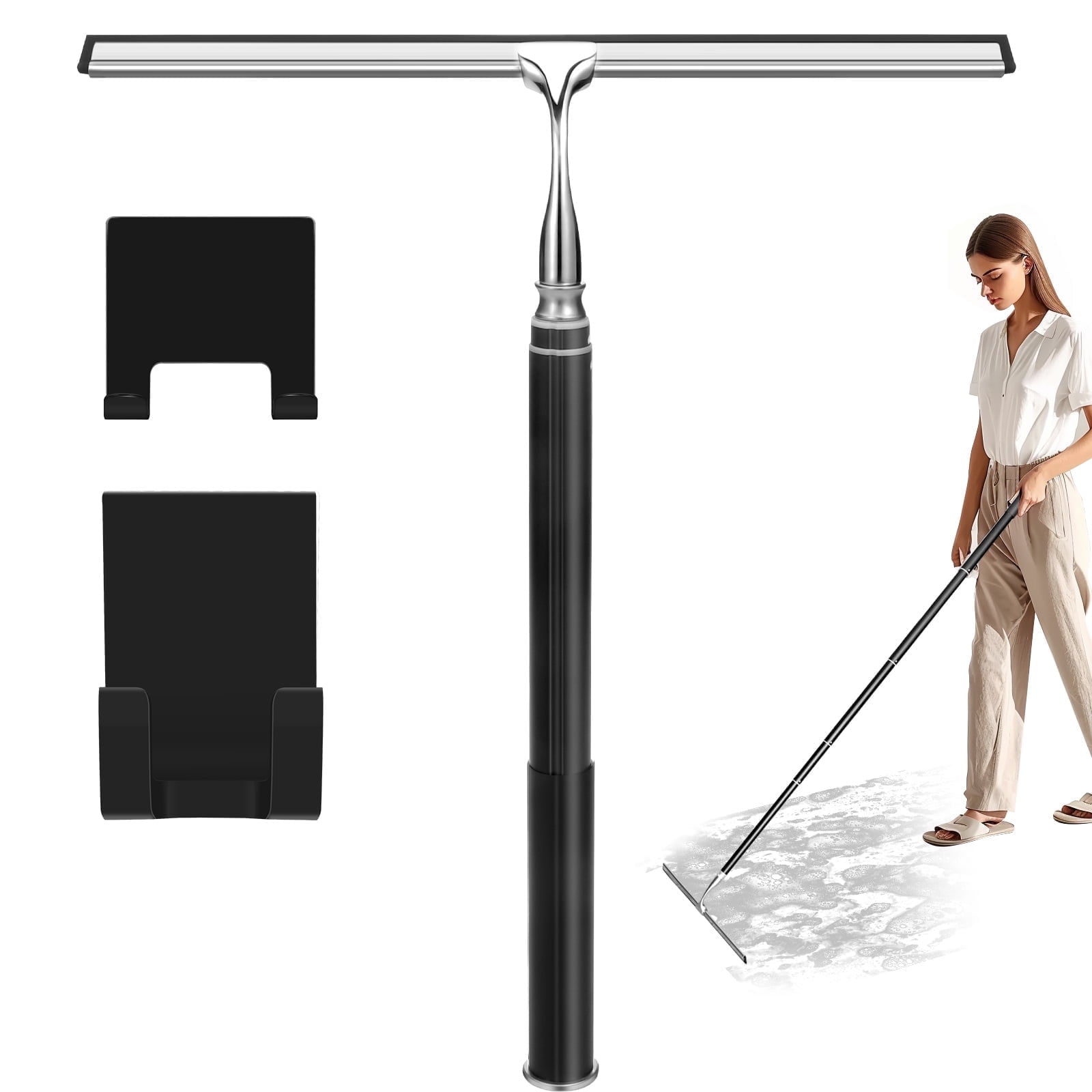 Shower Squeegee with Long Handle,Window Squeegee with Extension Pole ...