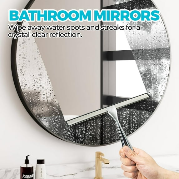 Shower Squeegee with Holder, Stainless Steel Blade for Streak-Free ...