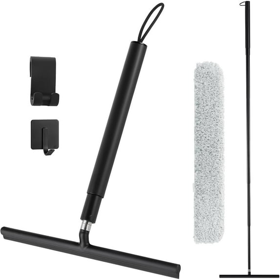 Shower Squeegee with Long Handle, 57" Telescopic Window Squeegee for ...