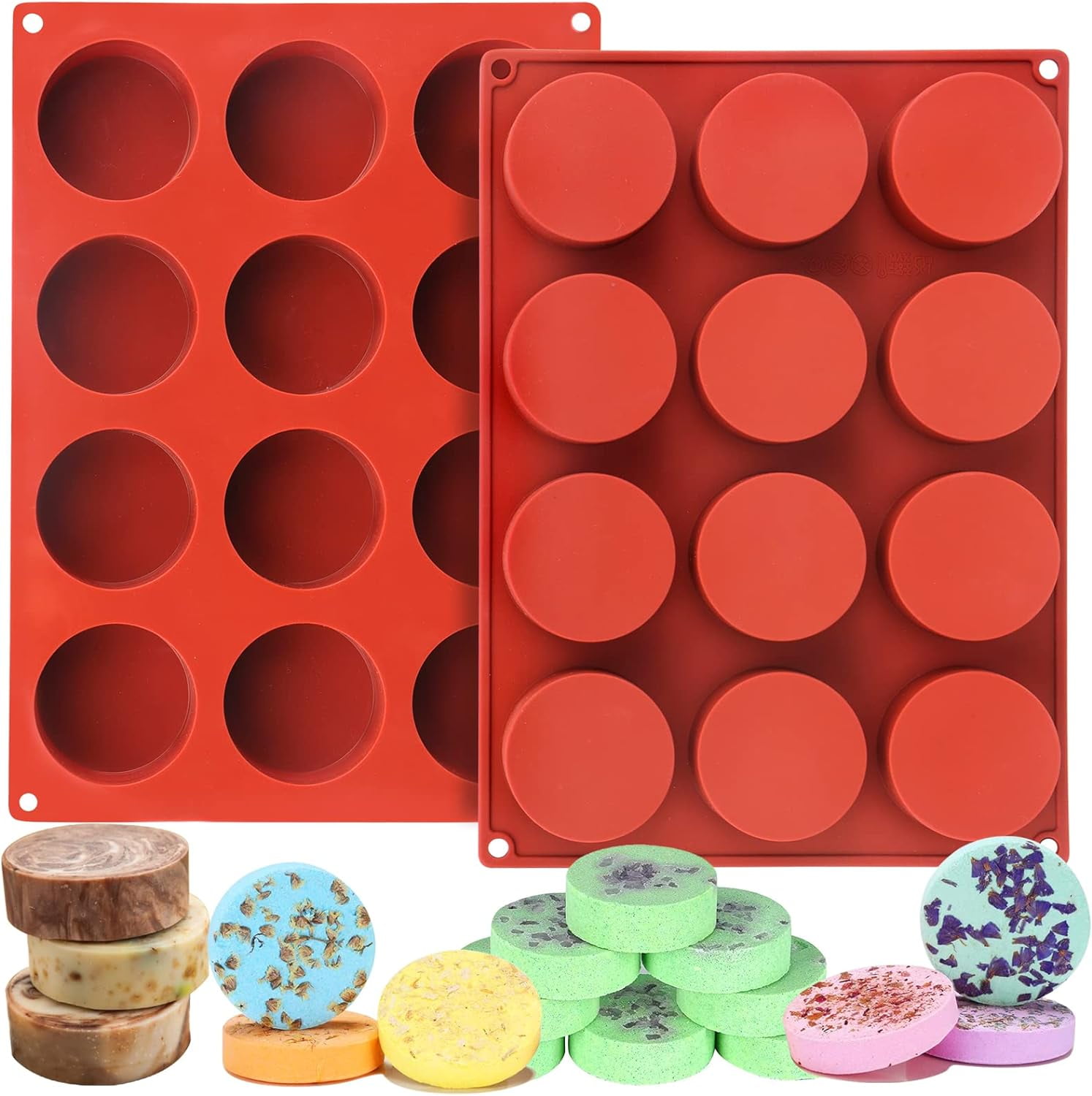 Shower Steamer Molds (2pcs), Soap Silicone Mold for Bath Bomb 12Cavity ...