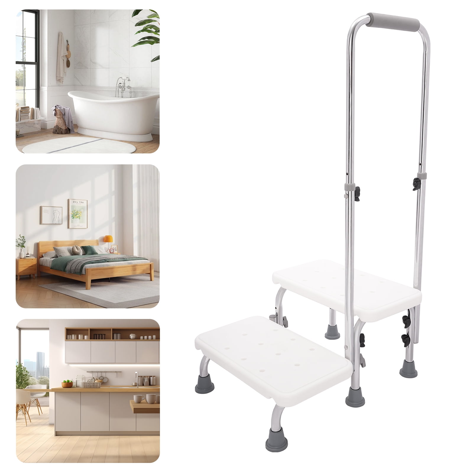 Shower Step Stool Handle for Elderly 2 Steps Medical Foot Step Stool ...