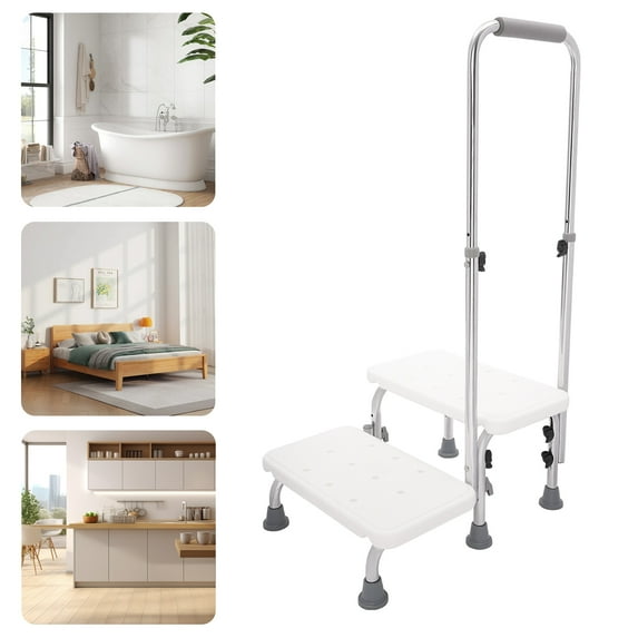 Shower Step Stool Handle for Elderly 2 Steps Medical Foot Step Stool ...
