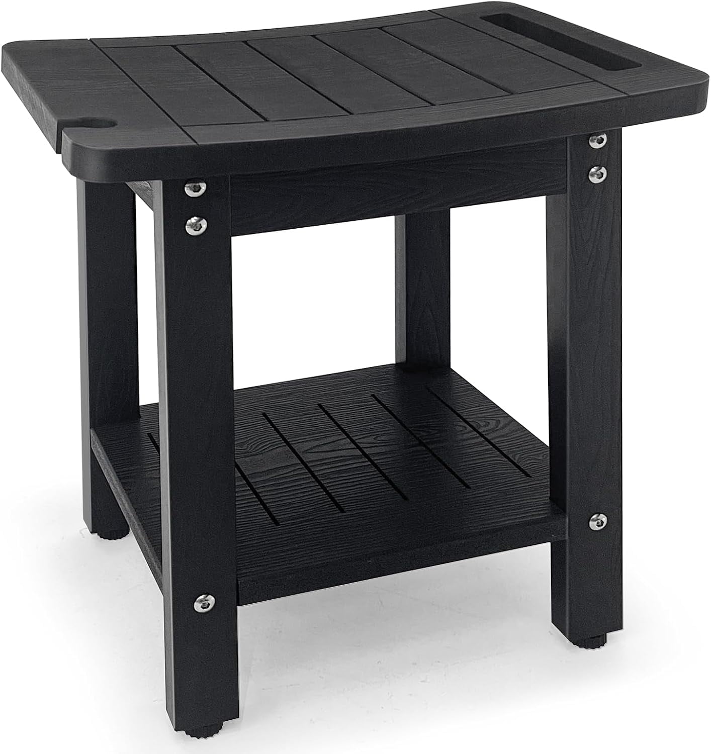 Shower Stool - HDPS Waterproof Shower Bench with Shelf for Shaving, Spa ...