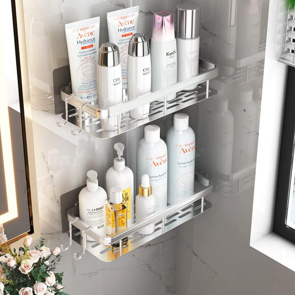 Shower Storage Shelves, Adhesive Shower Caddy, Shower Organizer No ...