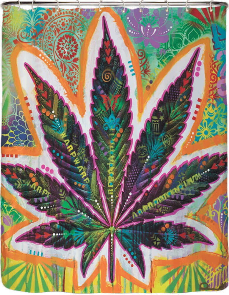 Shower Swag Leaf by Dean Russo Fabric Shower Curtain with 12 White ...