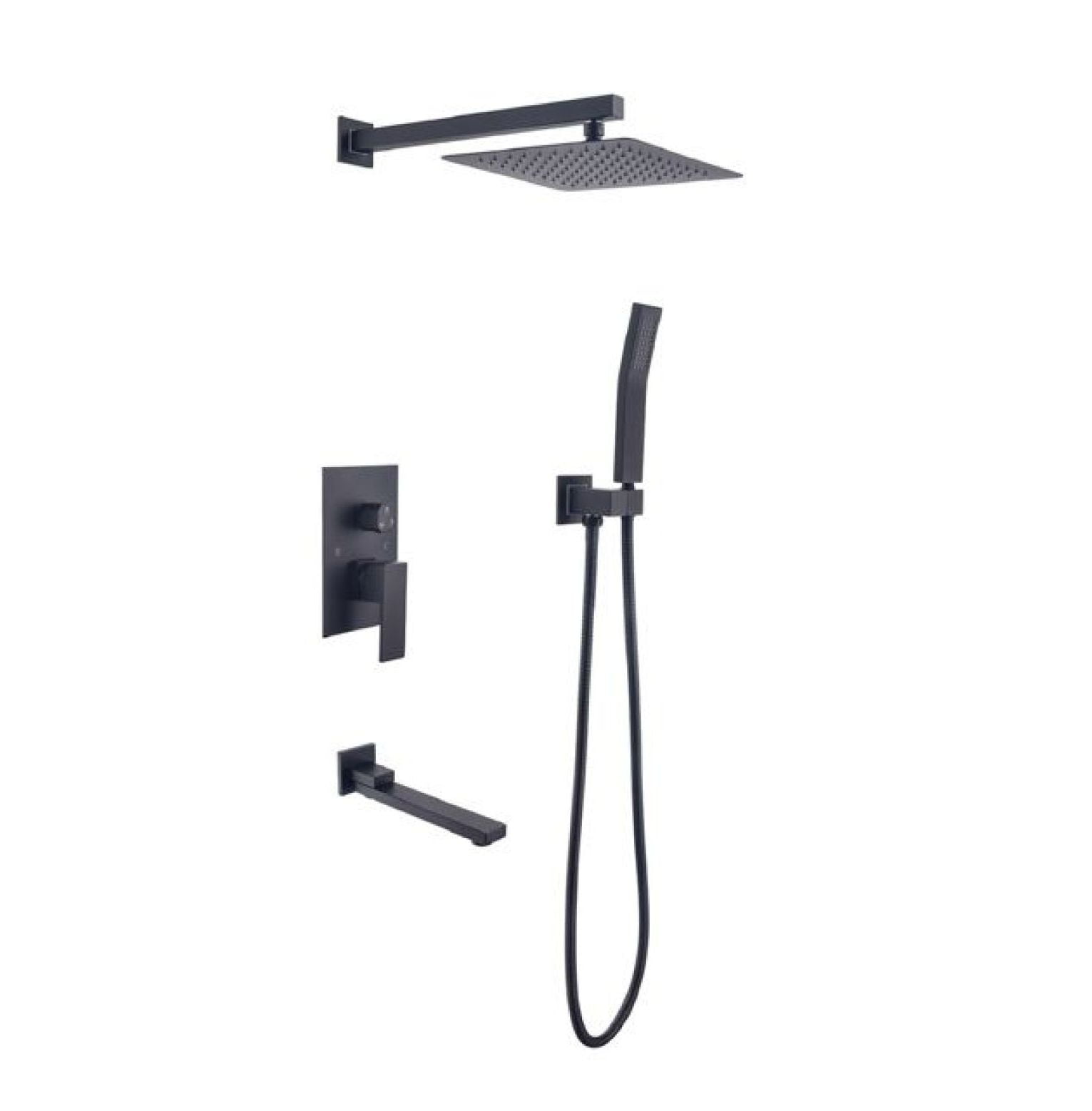 Shower System 10 Inch Square Rainfall Shower Head Combo Set - Wall ...
