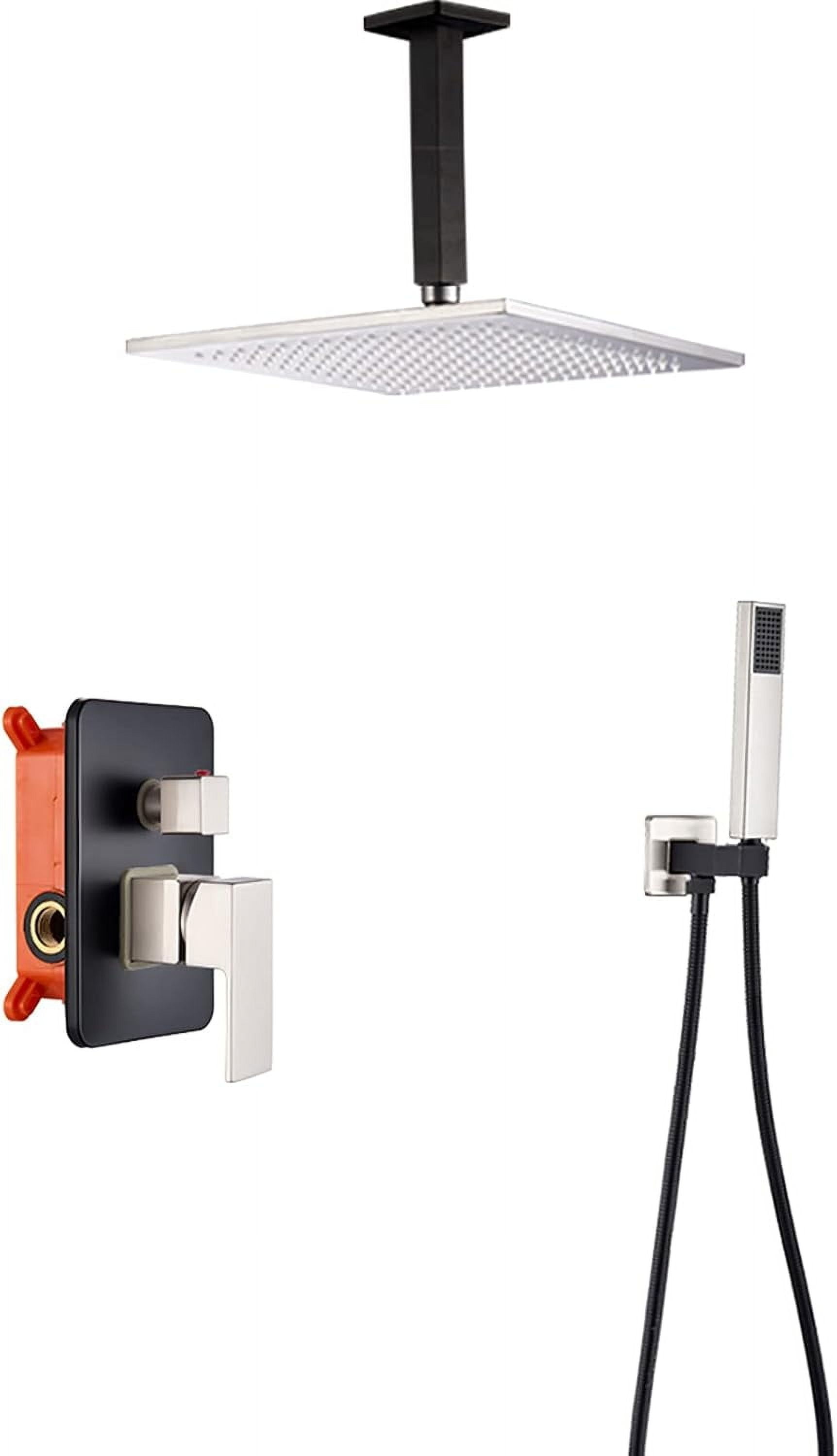 Shower System Black Shower Faucet Set Ceiling Mounted Square Rainfall ...