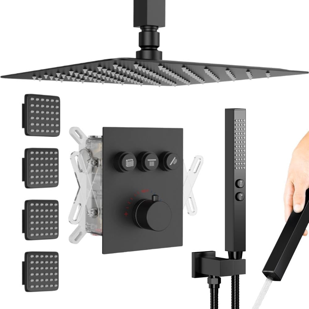 Shower System with Body Jets Matte Way Shower Faucet Sets Complete with ...