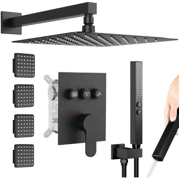 Shower System with Body Jets Matte Way Shower Faucet Sets Complete with ...