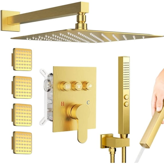 Shower System with Body Jets Matte Way Shower Faucet Sets Complete with ...