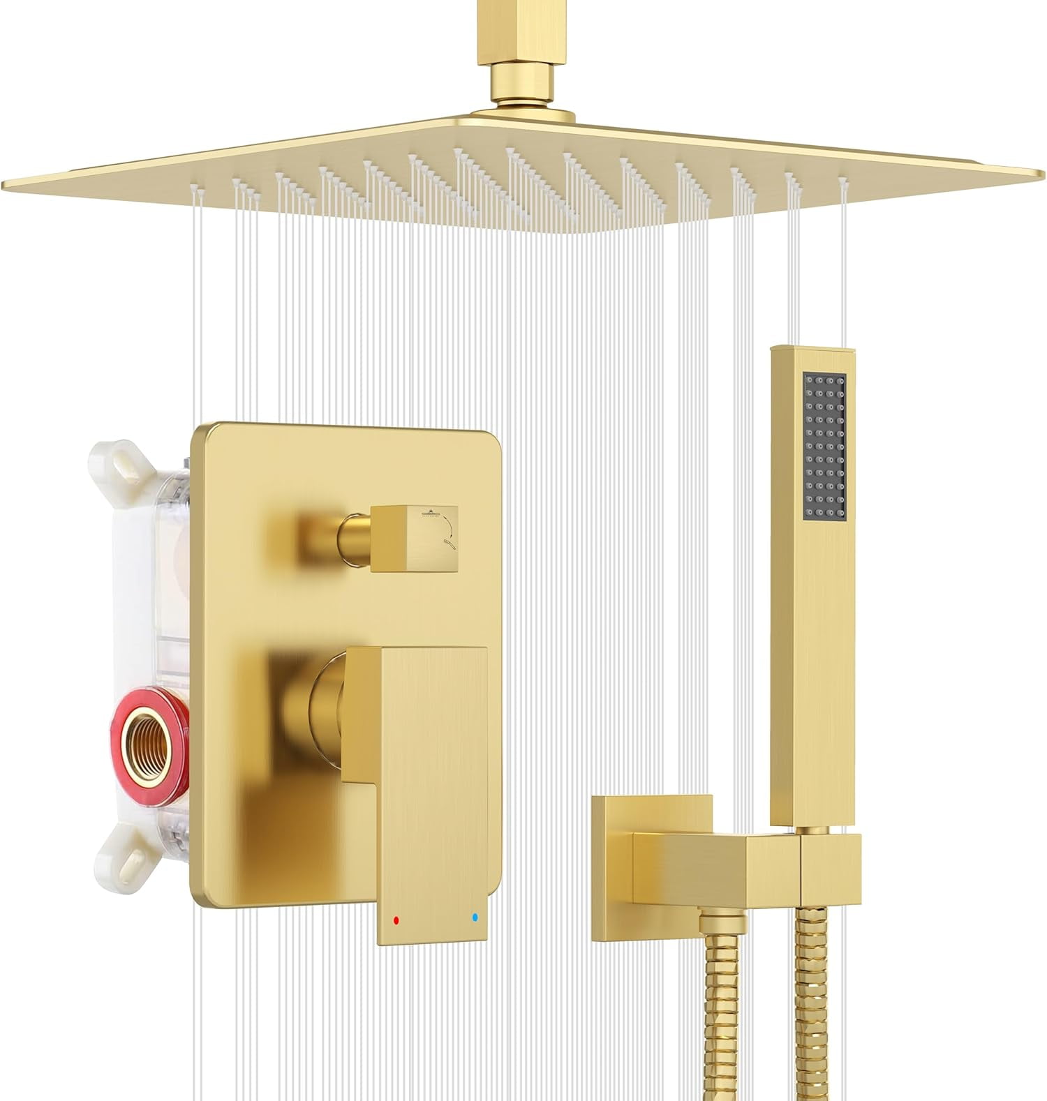 Shower System , Ceiling Shower Faucet Set with Valve Kit, 10 Rain with ...