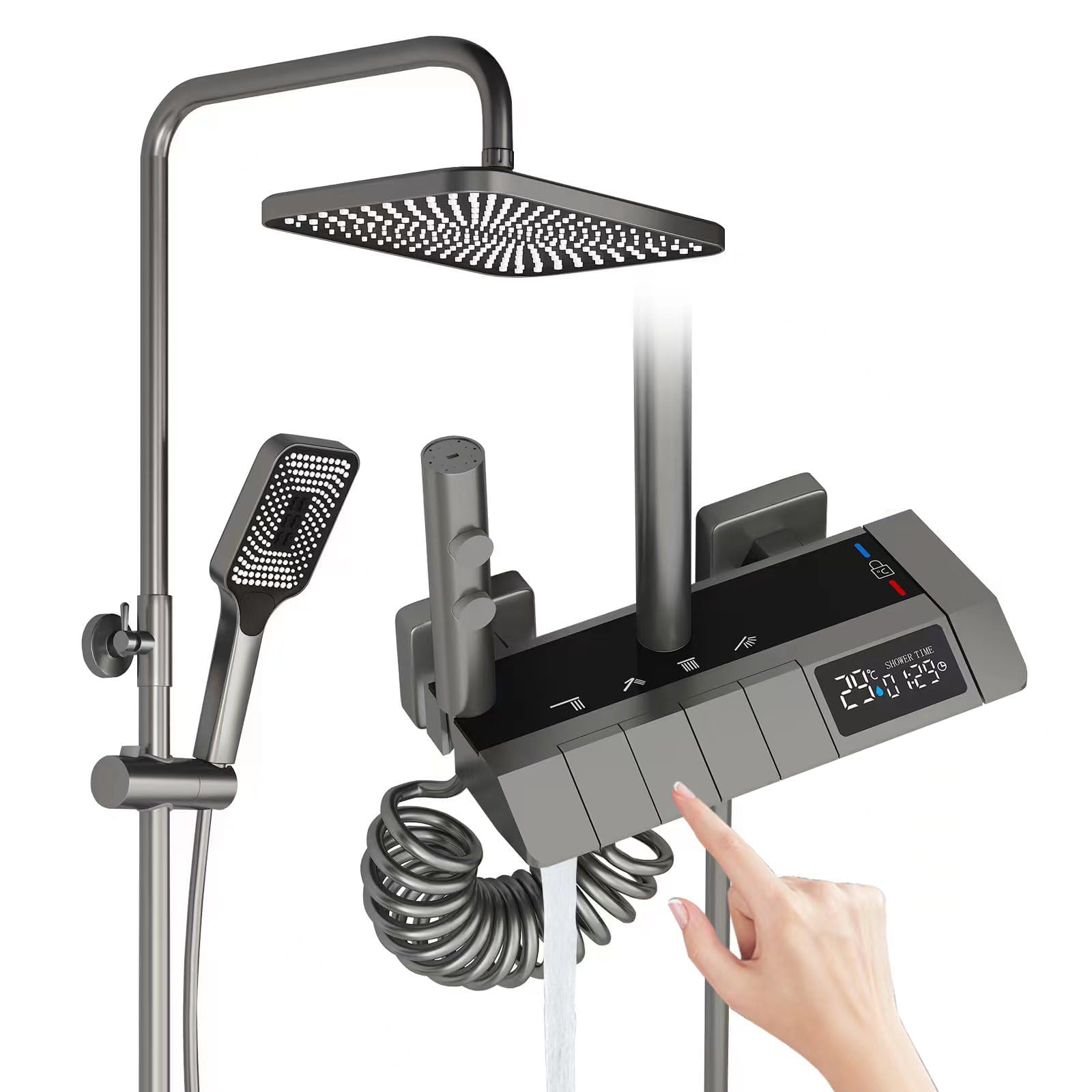 Shower System with LED Digital Display Shower Faucet Set Wall Mount ...