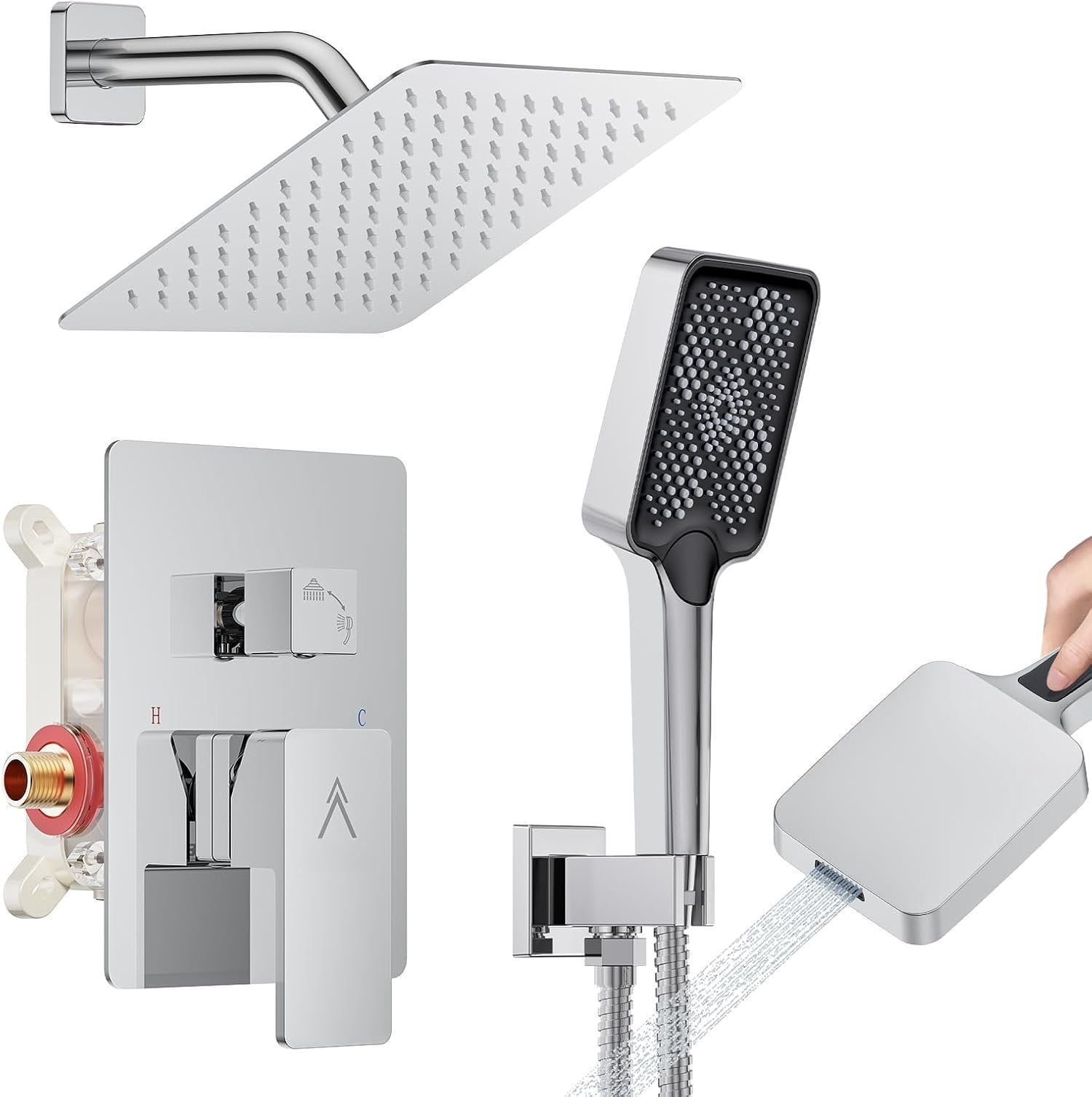 Shower System Modern Rain 8 inches Brass Faucet Set With Valve and ...