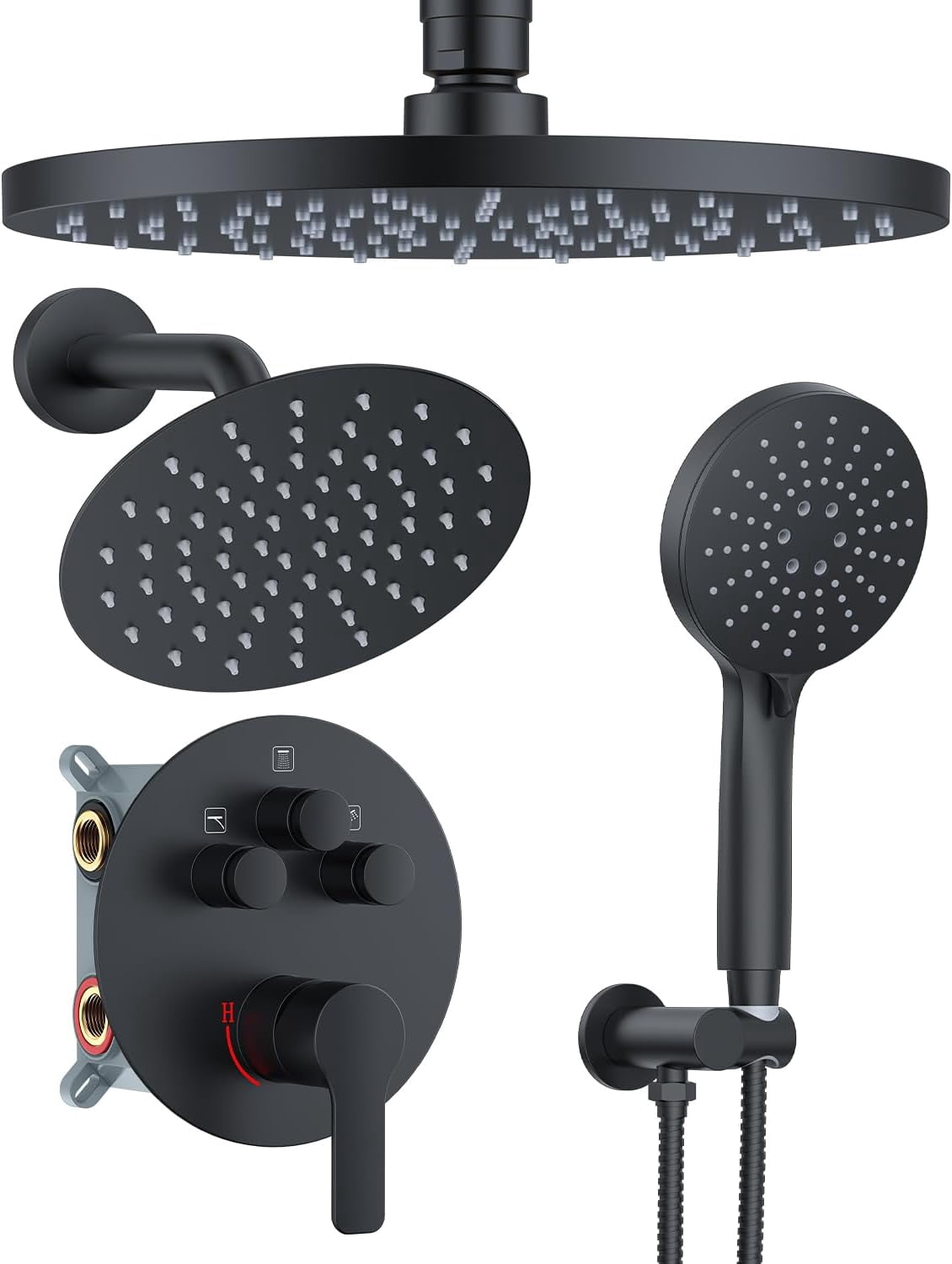 Shower System with Pressure Balance Valve Ceiling Mount Shower Faucet ...