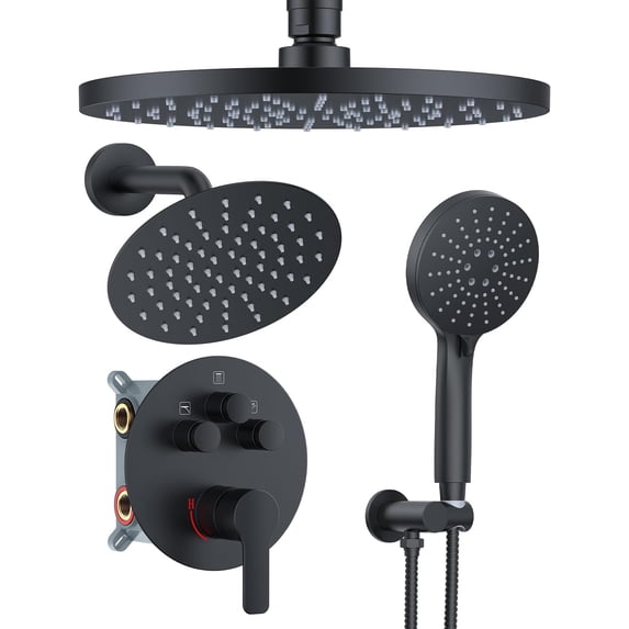 Shower System with Pressure Balance Valve Ceiling Mount Shower Faucet ...