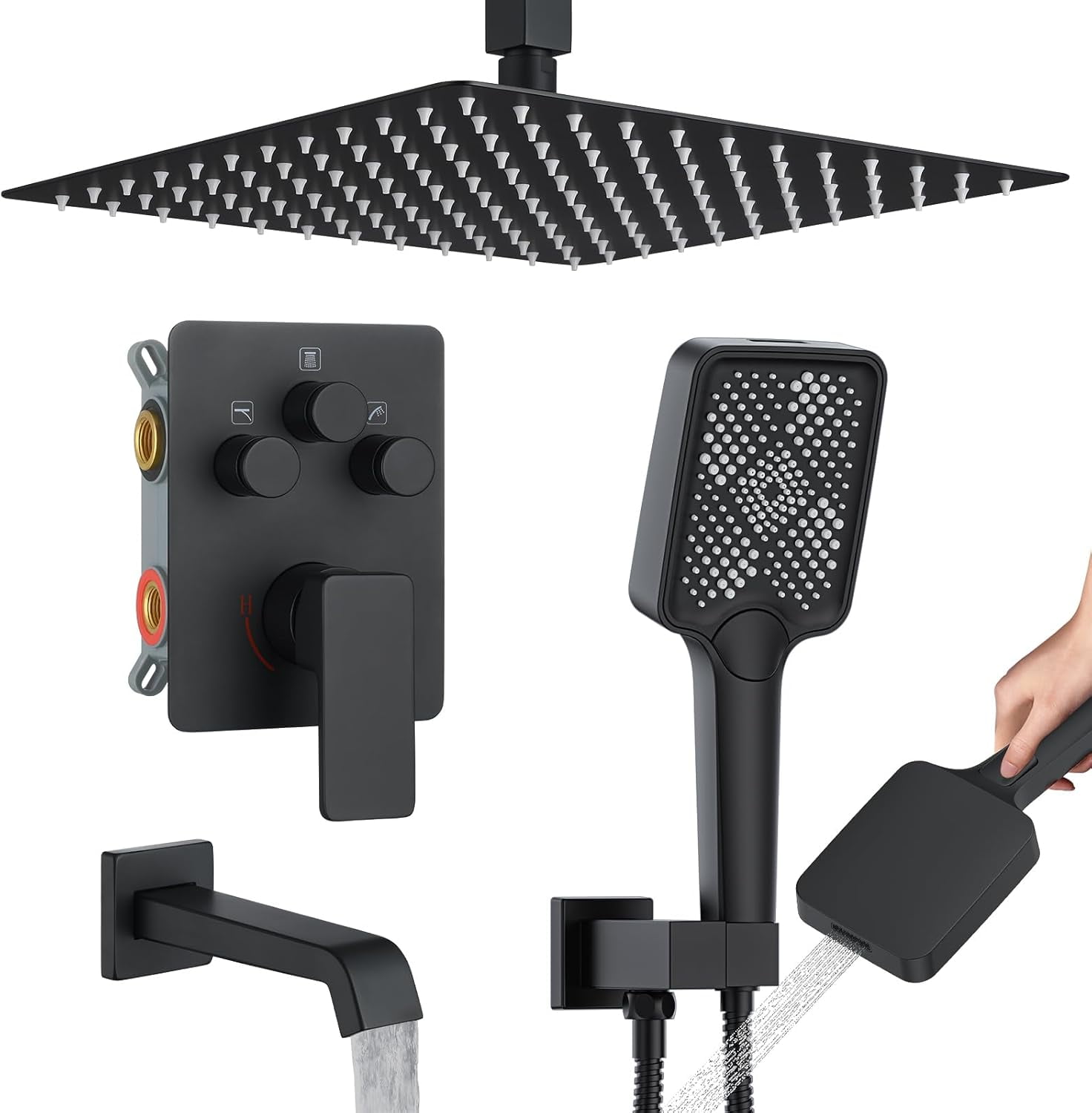 Shower System with Pressure Balance Valve Ceiling Mount Shower Faucet ...