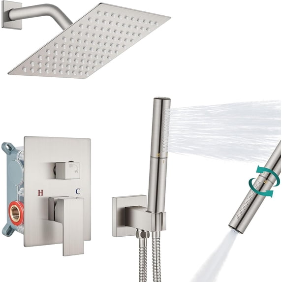 Shower System with Rainfall Shower Head and Handheld Wall Mount ...