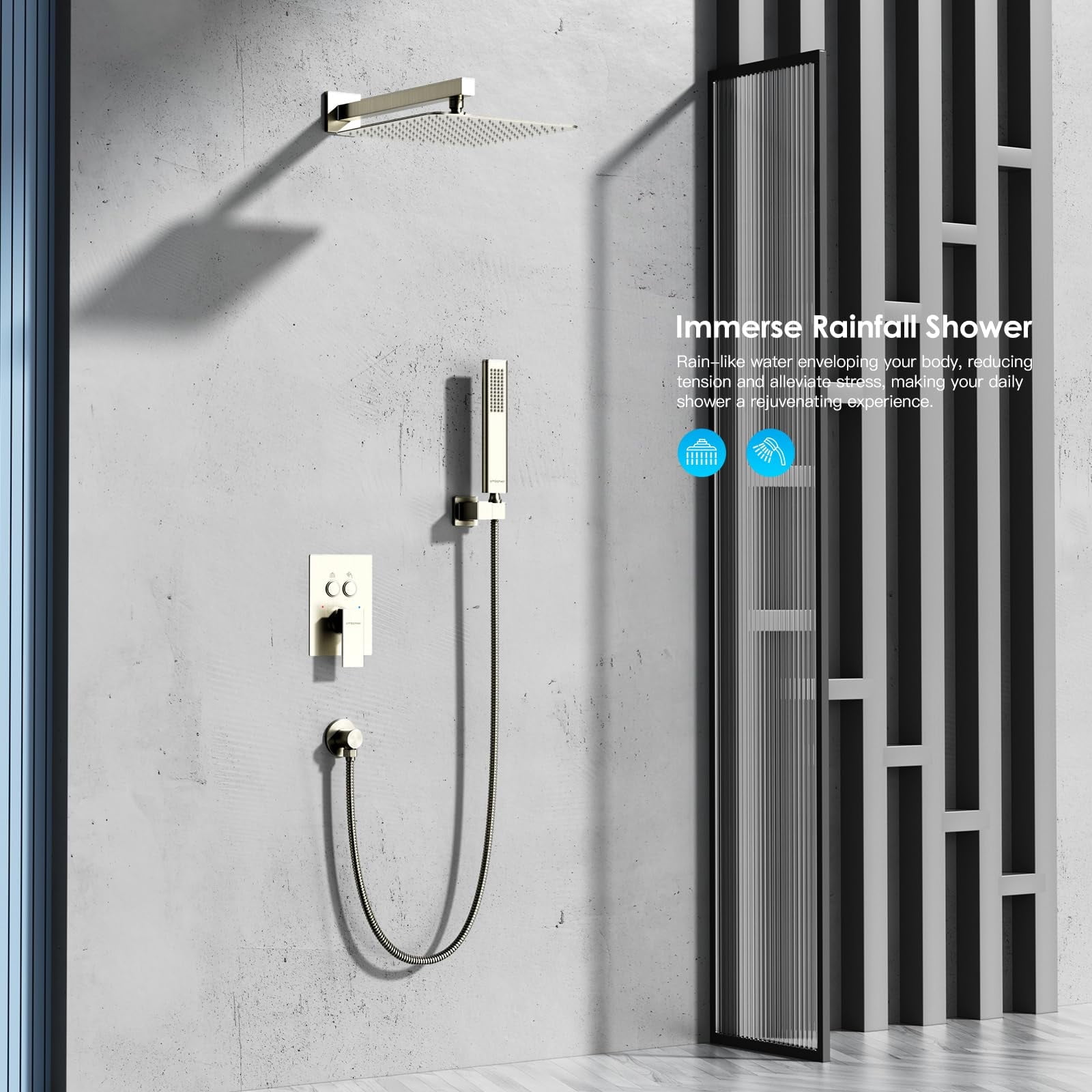 Embather Shower System Shower Faucet Set with Push-Button Diverter and ...