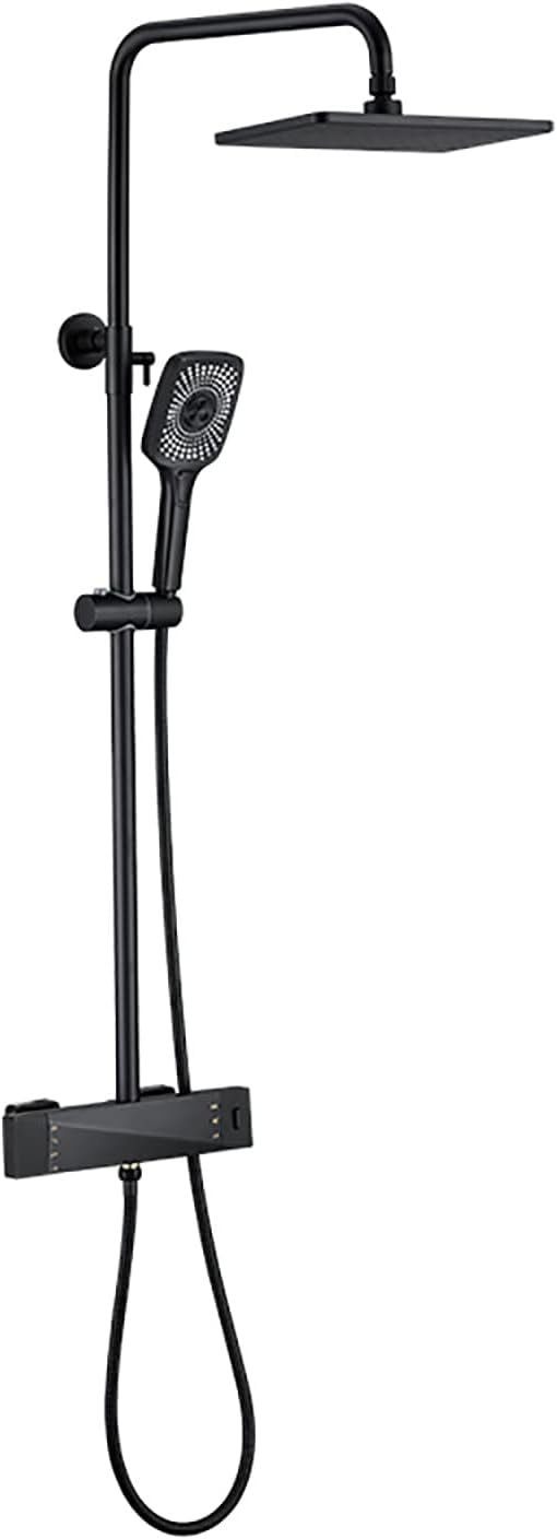 Shower System Thermostatic, Shower Faucet Set 12 Inches Shower Combo Set Wall Mounted Rain Mixer ...