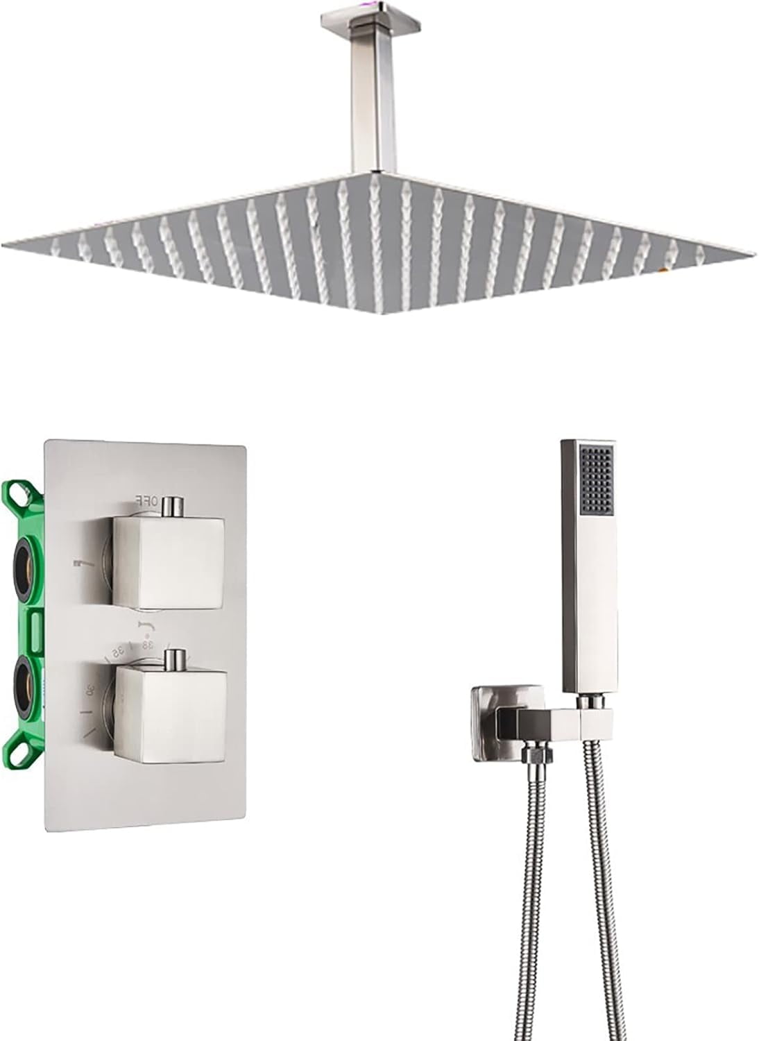 Shower System Thermostatic, Shower Faucet Set Brushed Nickel Rain ...