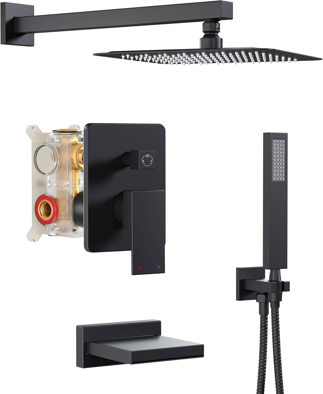 Shower System with Tub Spout All Metal Tub Shower Faucet Set with Rain ...