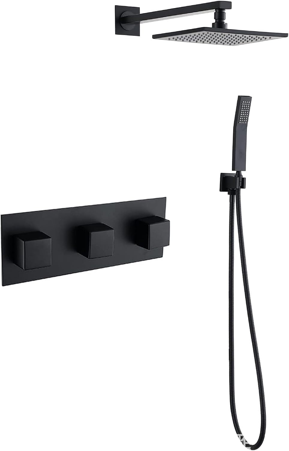 Shower System with Valve Shower Faucet Set Wall Mounted Rain Shower Combo Set 3 Handle Tub and ...