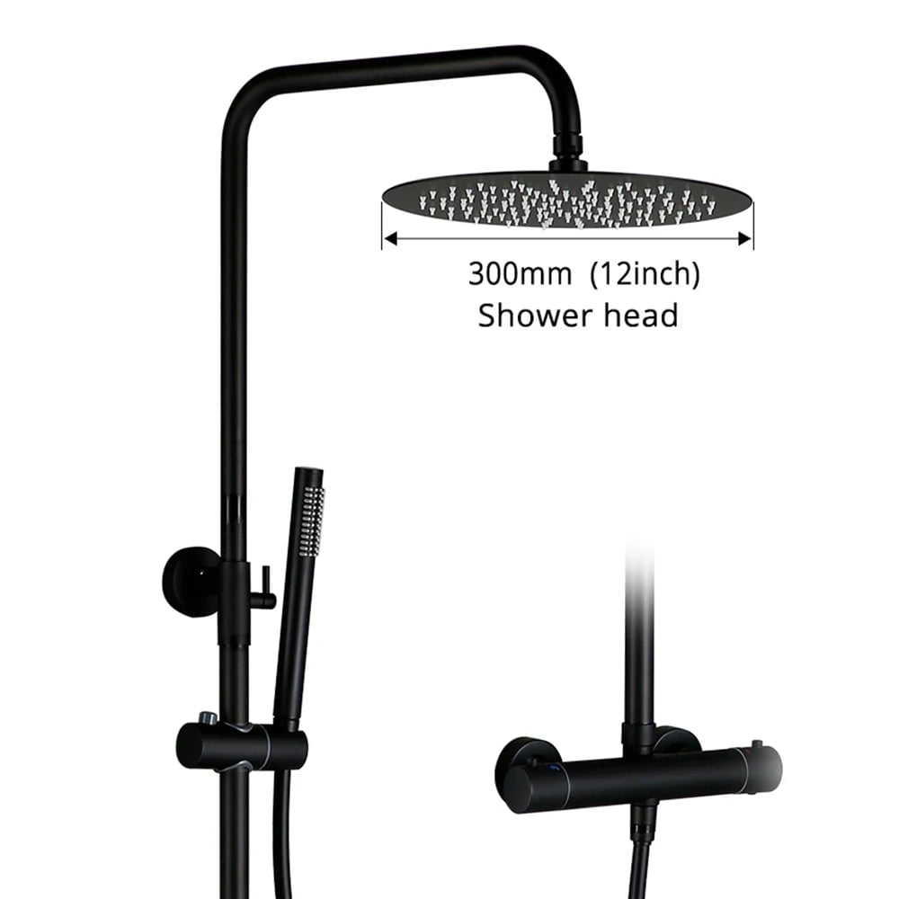 Shower System With Thermostatic Shower Faucet Thermostat Bathroom Mixer ...