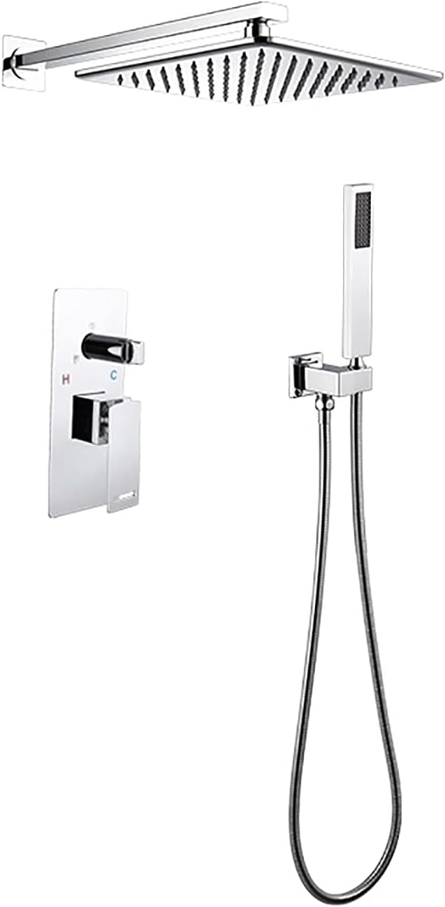 Shower System with 10" Square Rainfall Shower Head System with Handheld ...