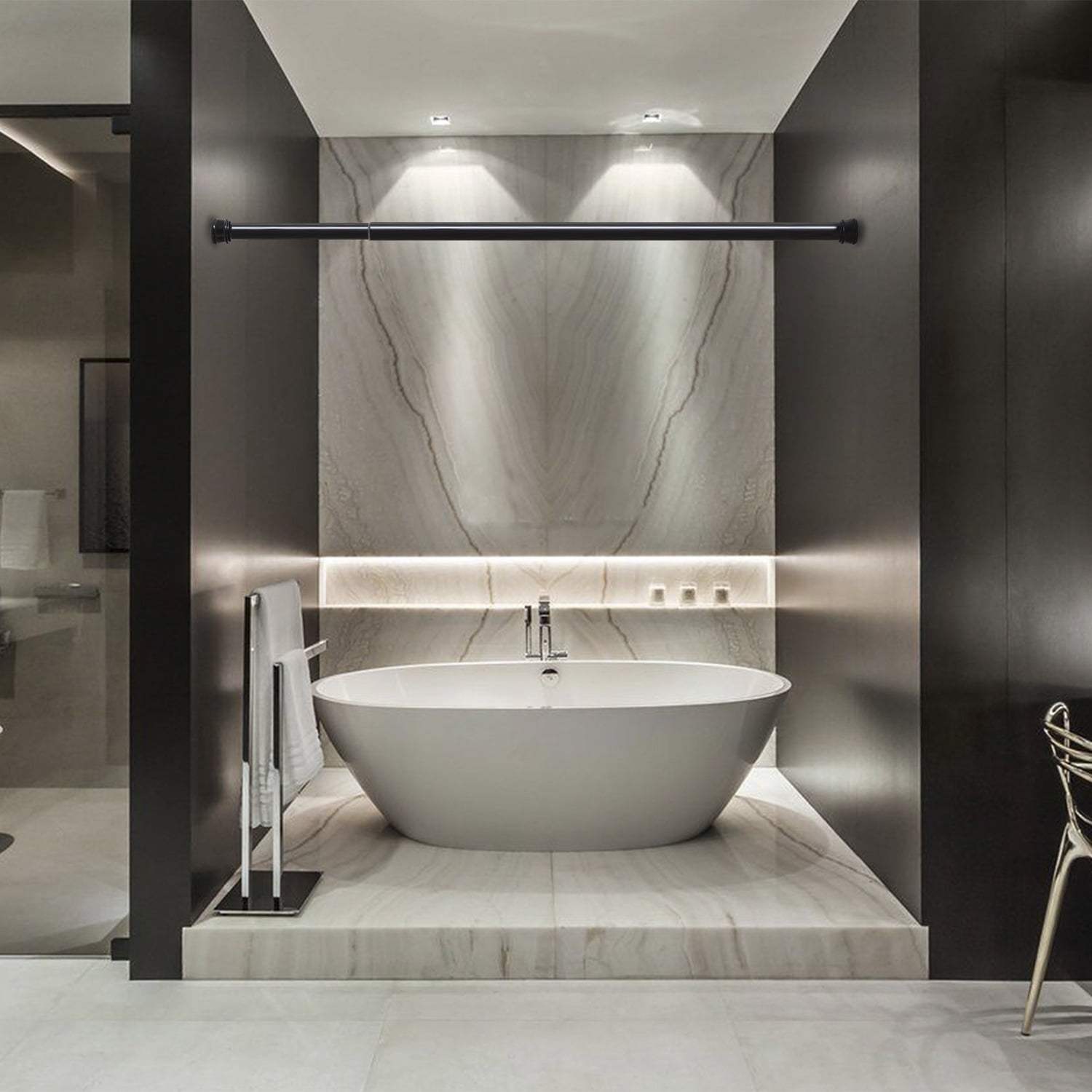 Black Retractable Shower Curtain Rod, Adjustable 19-31" Width, Easy ...