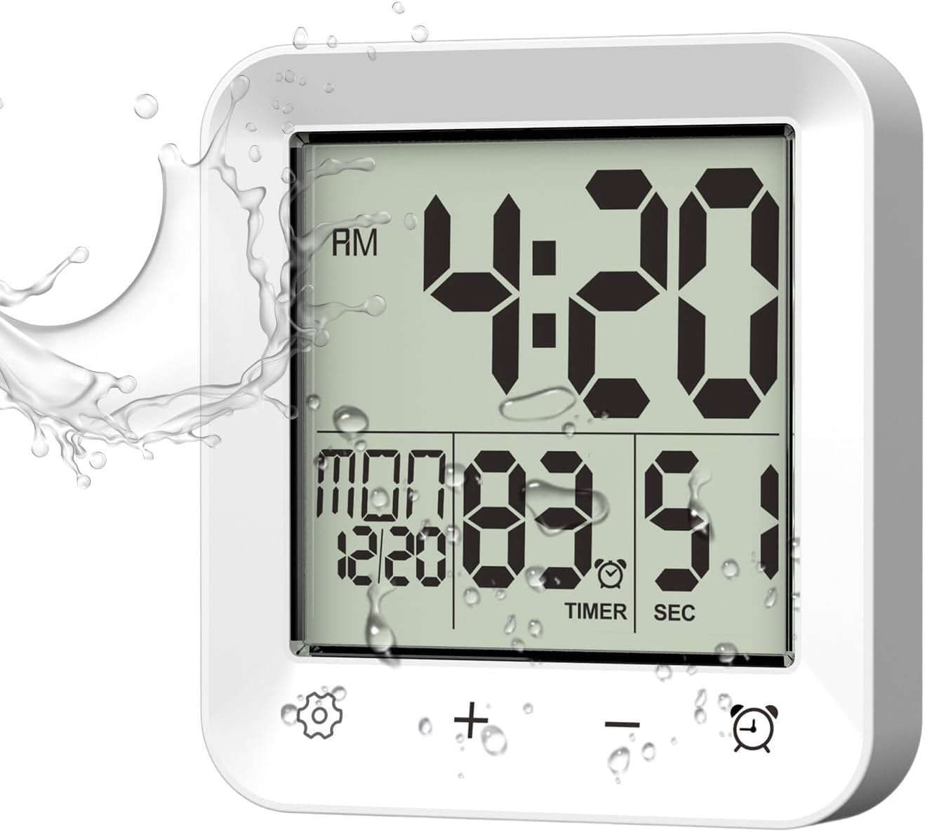 Shower Timer Clock with LCD Large Screen - Digital Countdown Timer for ...