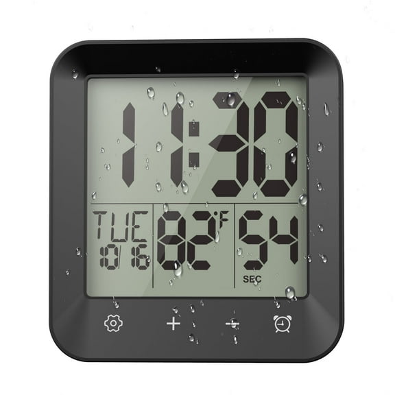 Digital Shower Clock Waterproof, Digital Wall Clock with Countdown ...