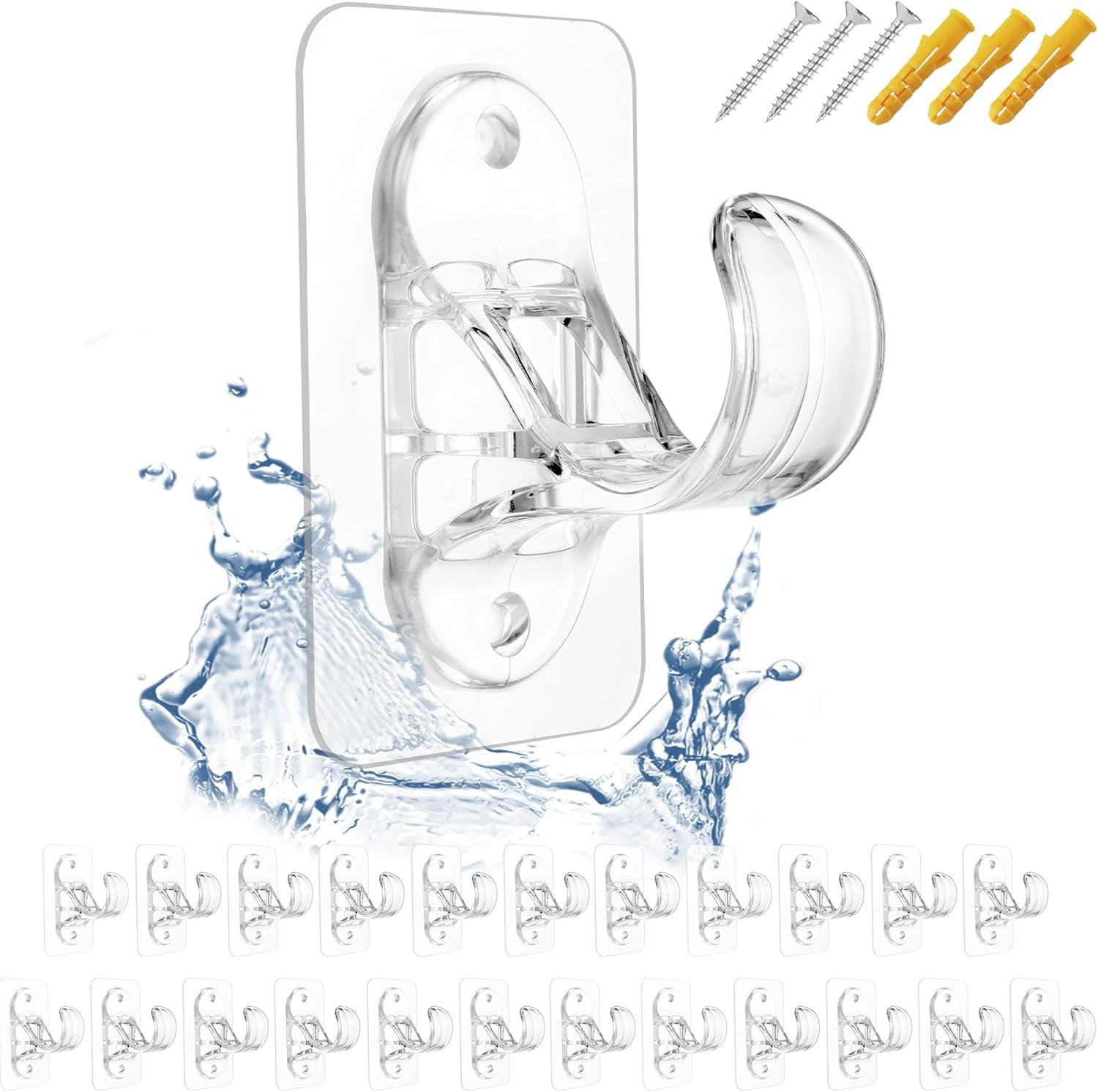 Shower Towel Hooks, 24 Pack Heavy Duty Adhesive Wall Hooks for ...