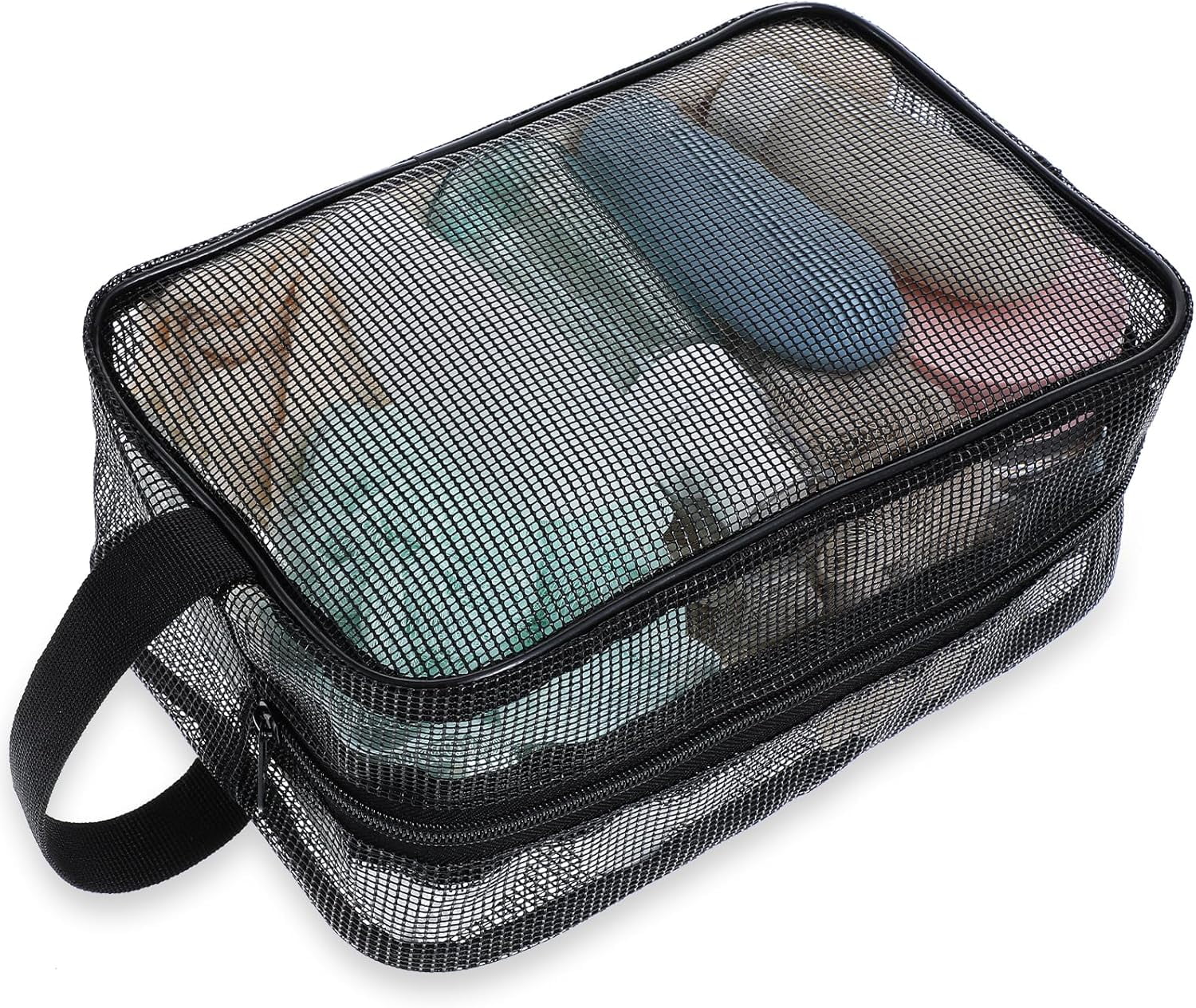 Shower Travel Caddy, 8.84x6.69 inch Black Bathroom Shower Bag Portable ...