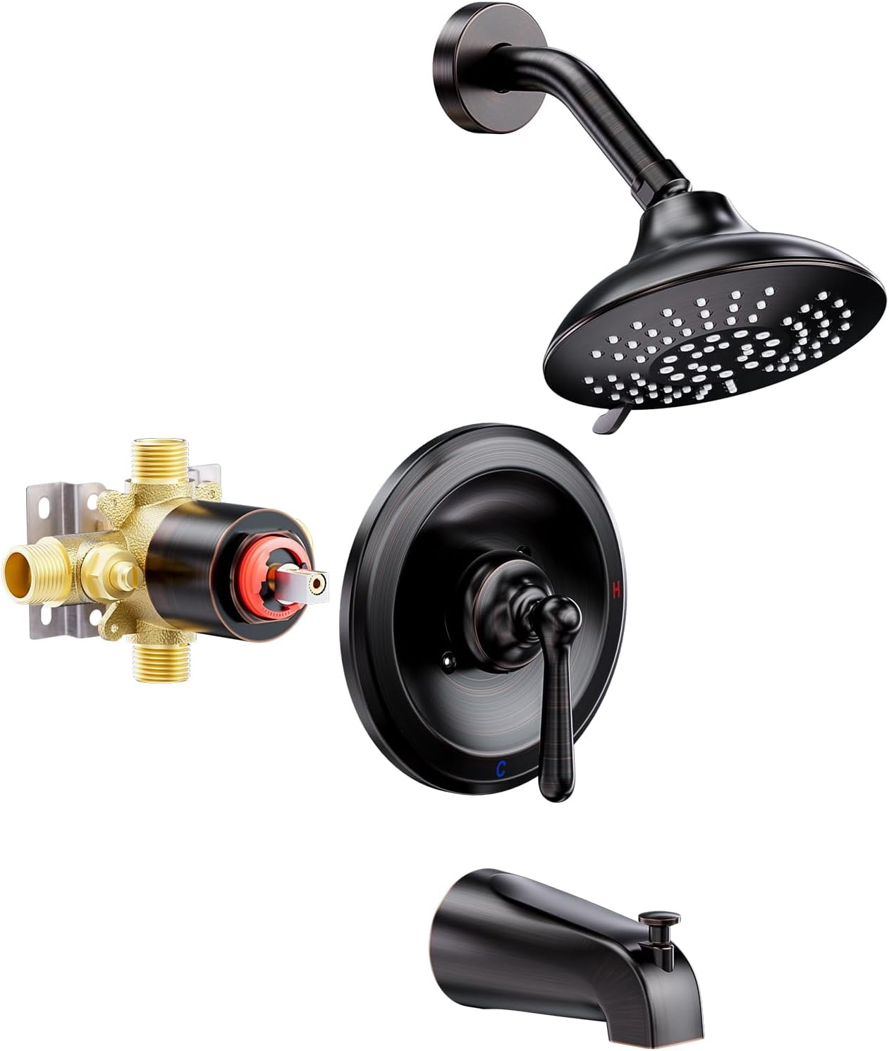 Shower Tub Faucet Set Bronze: ARCORA Bathtub Faucet Set with 6-Inch ...