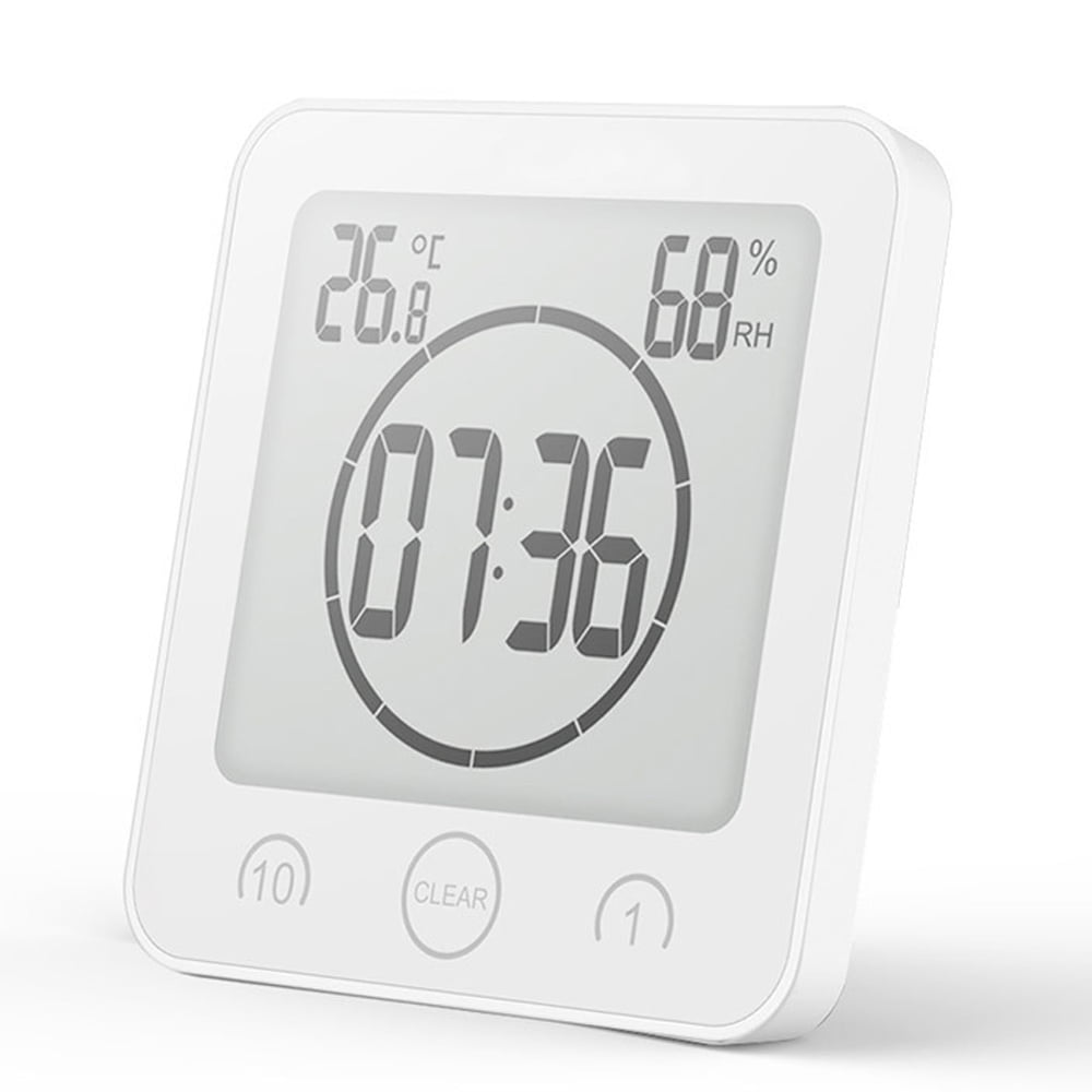 Shower Wall Clock Waterproof Digital Temperature Humidity Display with ...