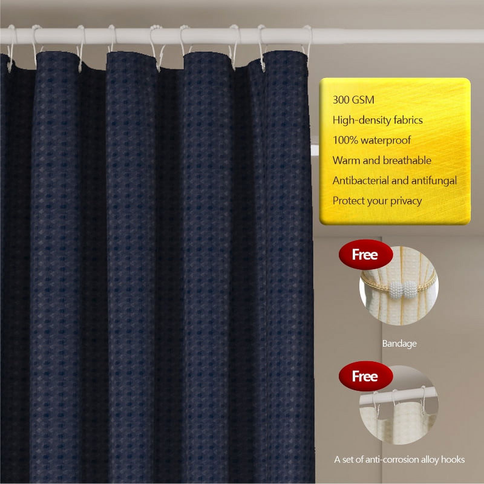 Shower curtain, 100% waterproof polyester, Jacquard waffle texture ...