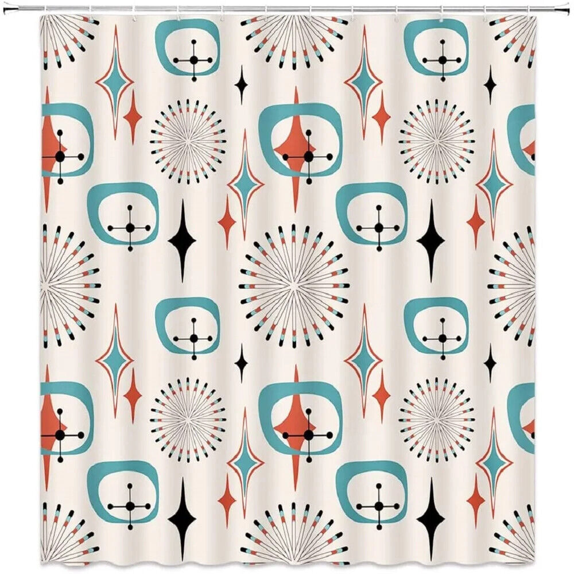 Shower curtain retro iconic Star darts retro abstract geometric decor ...