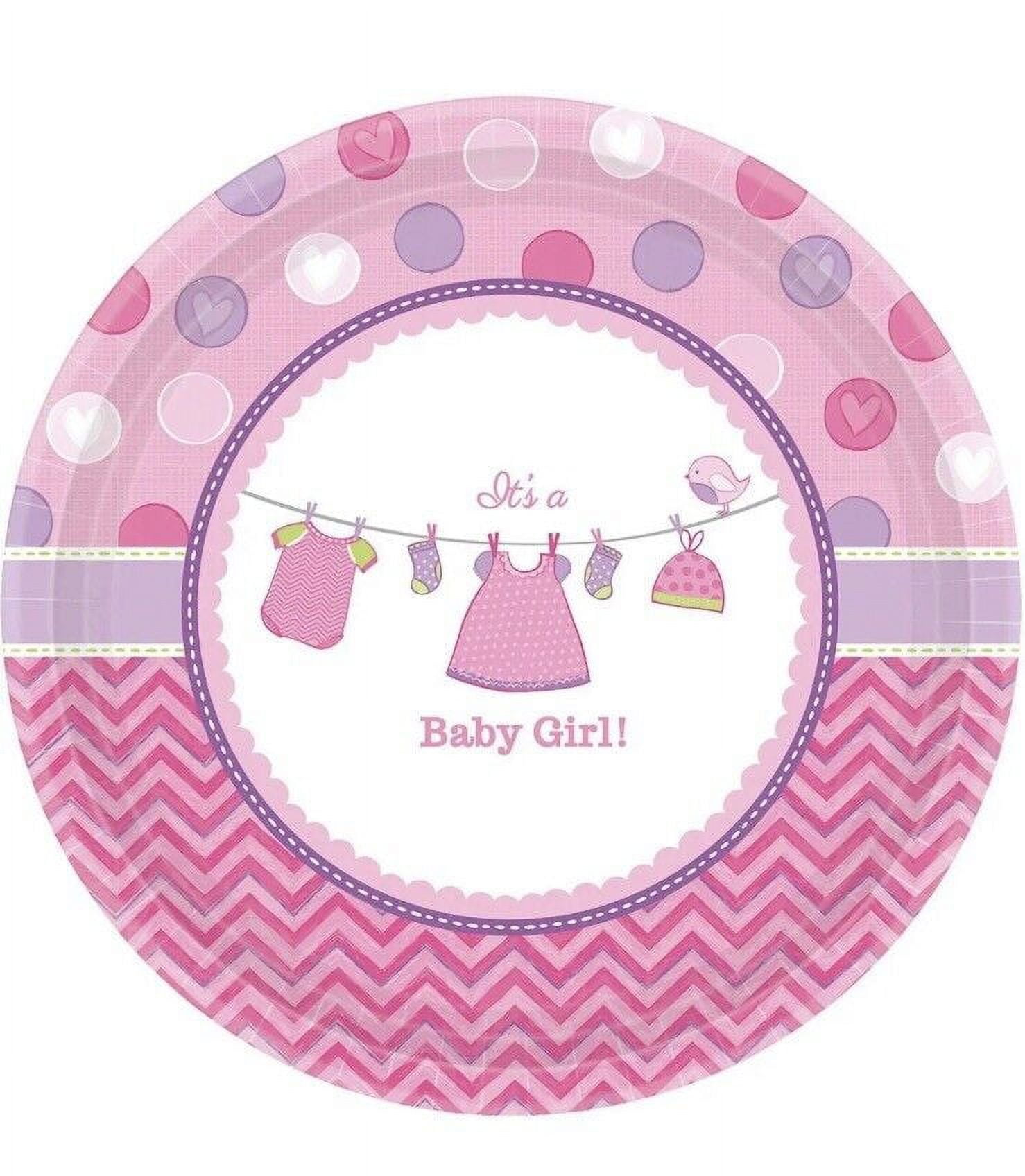 Shower with Love Girl Chevron Polka Dot Baby Shower Party 10.5" Banquet ...